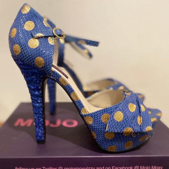 Mojo Moxy | Shoes | Nwt Mojo Moxy Blue Polka Dot Platform Heels | Poshmark